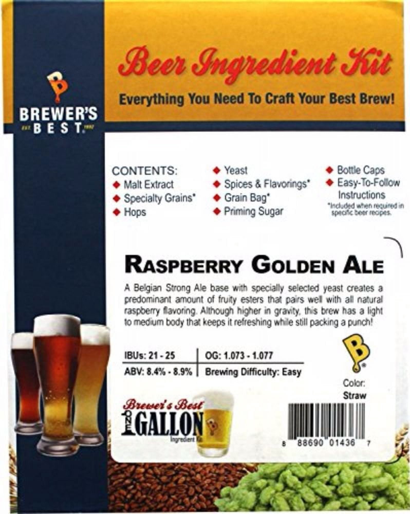 Brewer's Best One Gallon Home Brew Beer Ingredient Kit (Raspberry ...