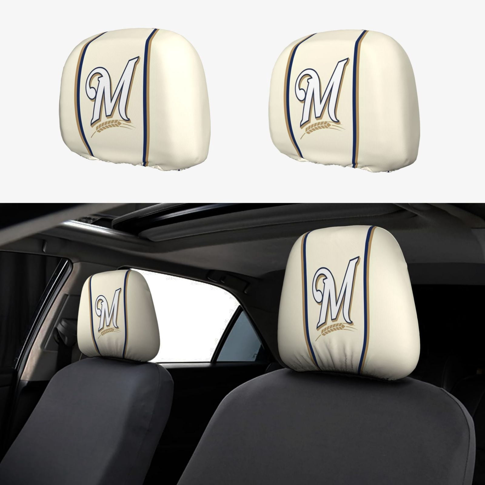 Brewers Baseball Team Fans Custom 2 Pack Personalized Car Headrest ...