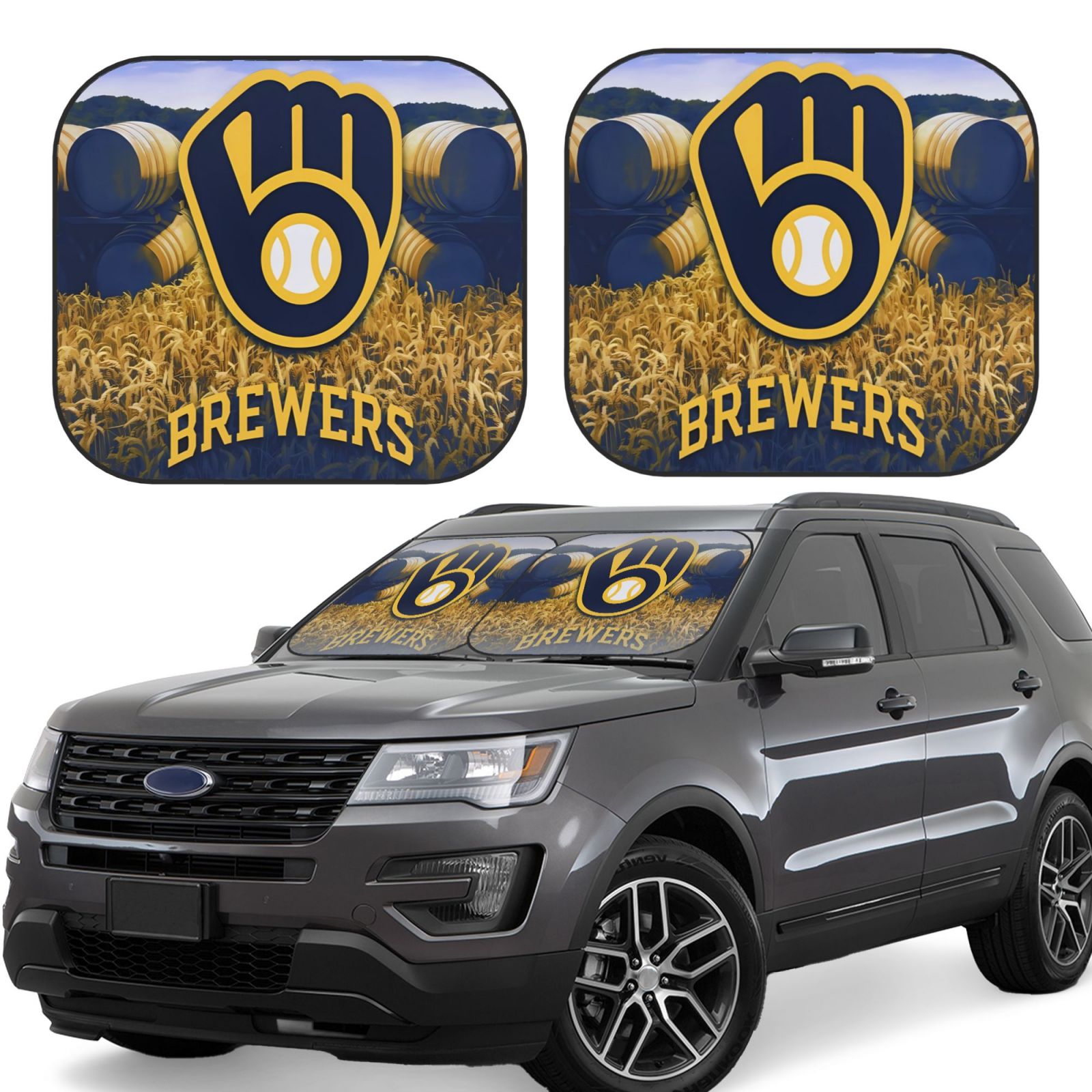 Brewers Car Windshield Sun Shade Foldable Front Windshield Shade for ...
