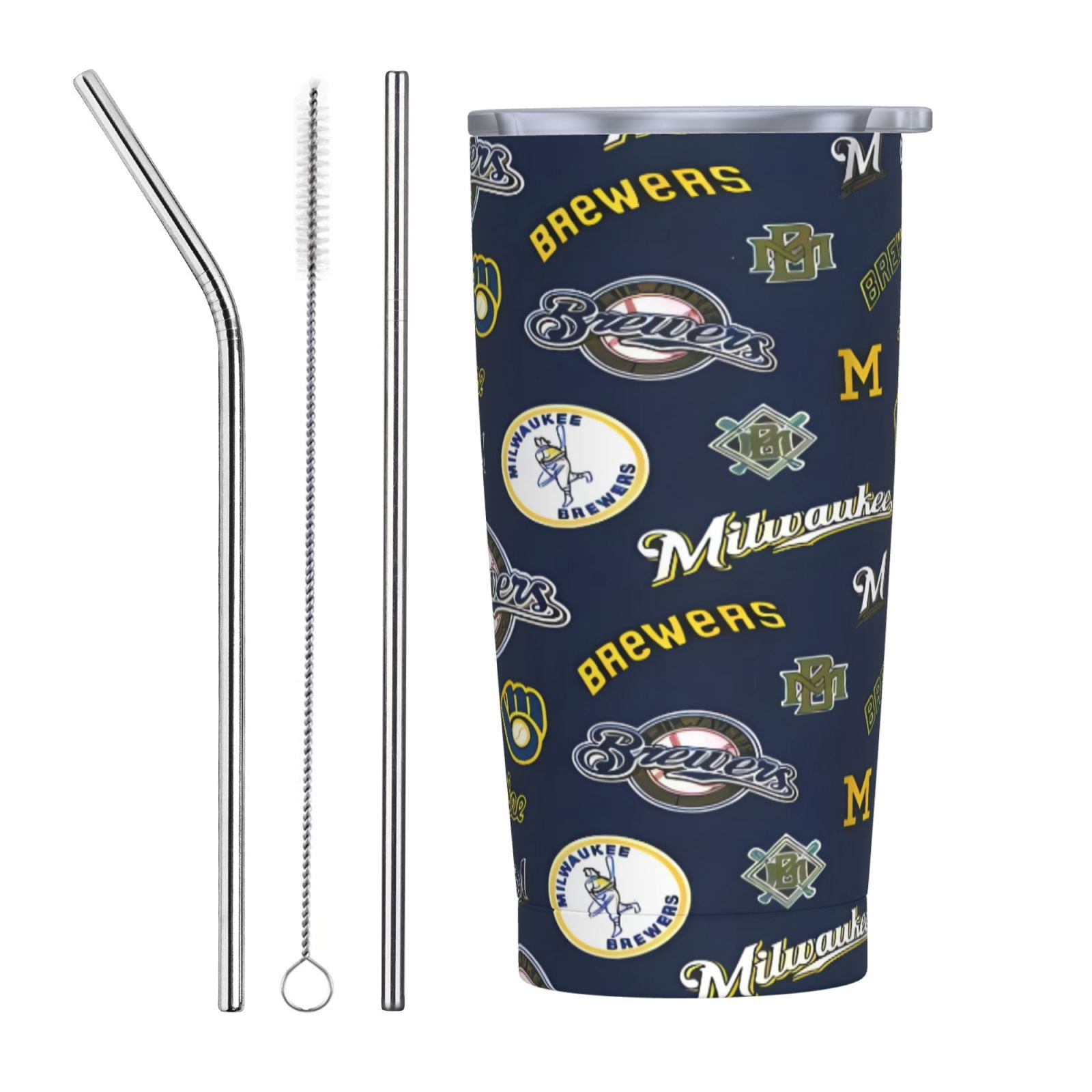 Brewers Football Team Theme 20 oz Car Straw Cup, Travel Coffee Cup, 20 ...