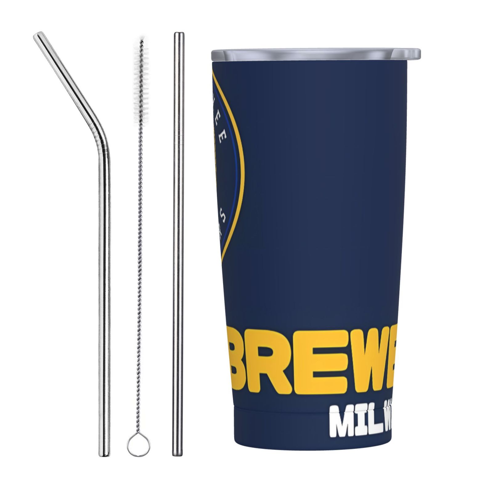 Brewers Football Team Theme 20 oz Car Straw Cup, Travel Coffee Cup, 20 ...