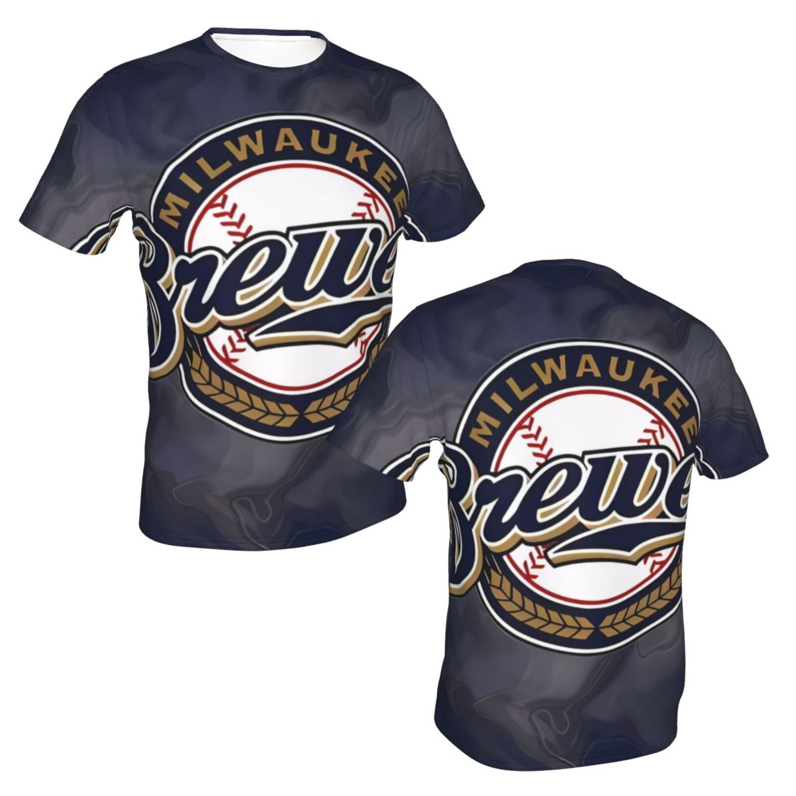 Brewers Men's T Shirt Casual Pullover Short Sleeve Tops Summer Cotton ...