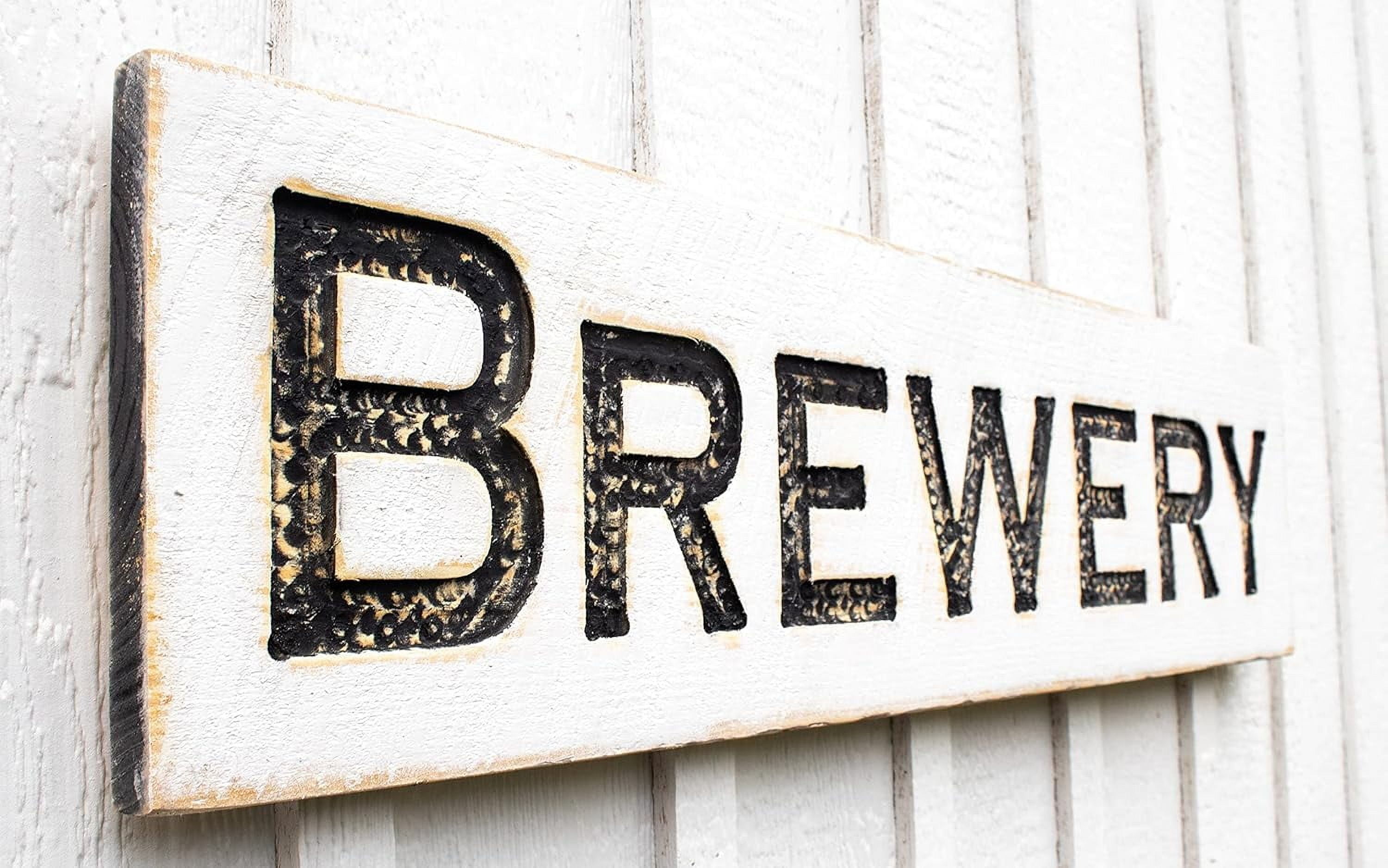 Brewery Sign Horizontal - Carved in a 40"x10" Solid Wood Board | Rustic ...