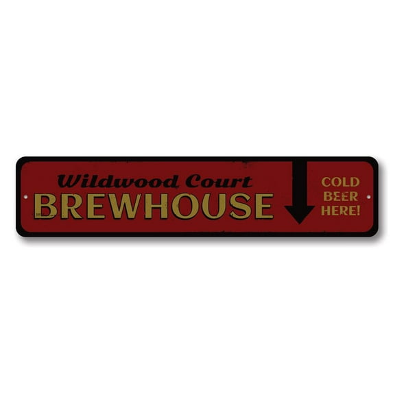 Brewhouse Sign, Cold Beer Here Sign, Custom Bar Name Arrow Sign, Bar ...