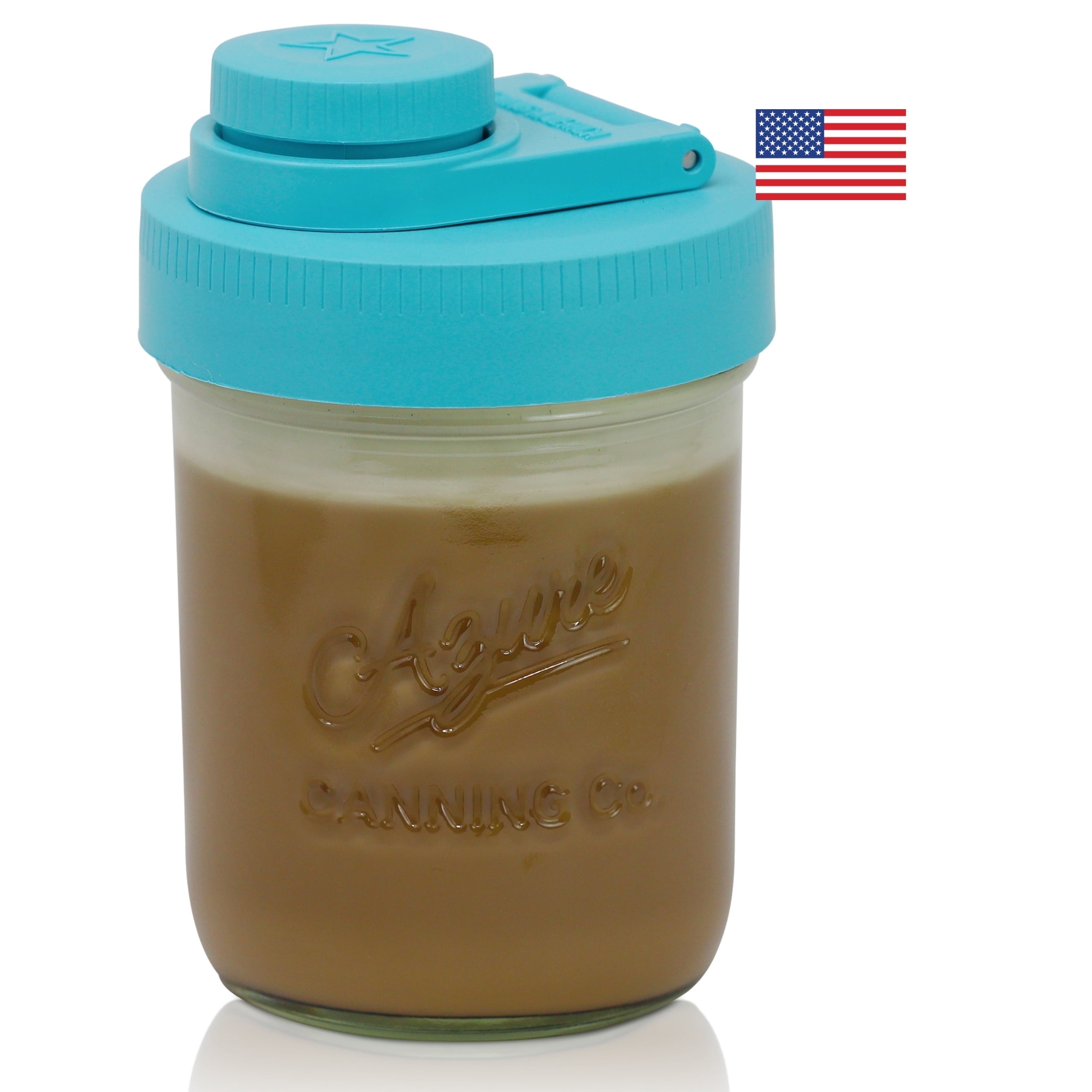 Brewing America Creamer Jar with Pouring Lid, 16 oz Wide Mouth Mason ...