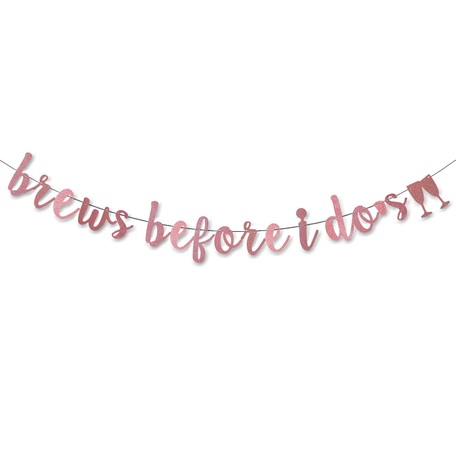 Brews Before I Dos Banner, Rose Gold Glitter, Bachelorette Party ...