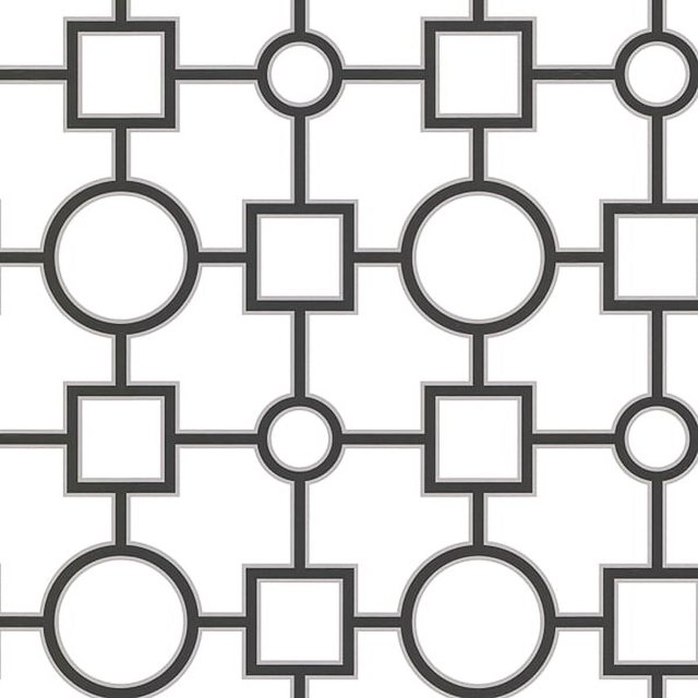 Brewster Geometric Black Prevost Wallpaper, 20.5-in by 33-ft, 56.4 sq ...