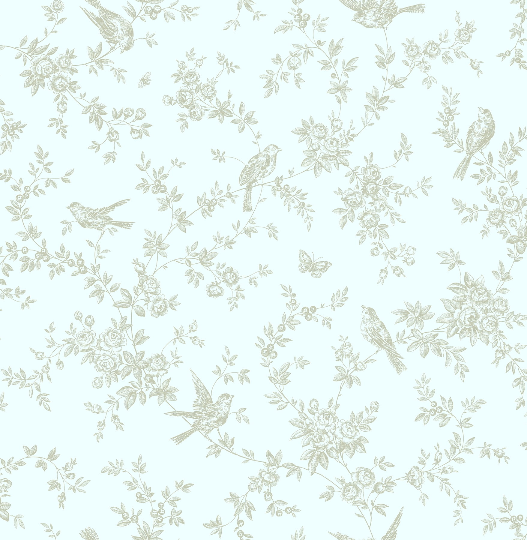 Brewster Mafra Green Floral Trails Wallpaper, 20.5-in by 33-ft, 56.4 sq ...