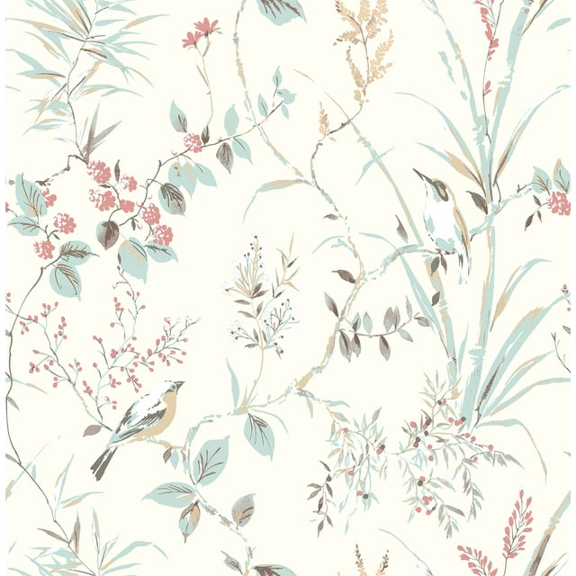 Brewster Mariko Blue Botanical Paste The Wall Non Woven Wallpaper, 20.5 ...