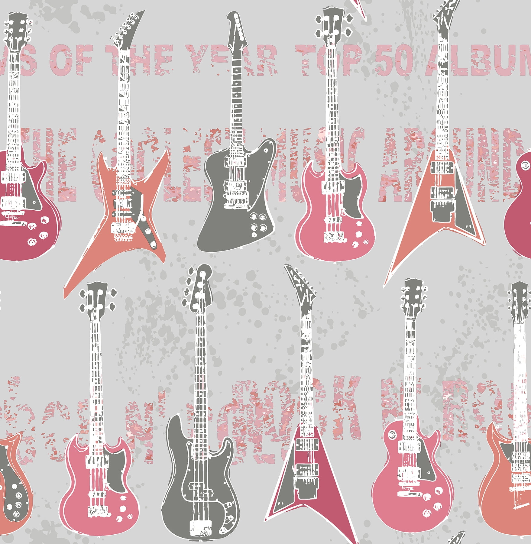 Brewster Richards Pink Rock Star Guitar Stripe Wallpaper - Walmart.com