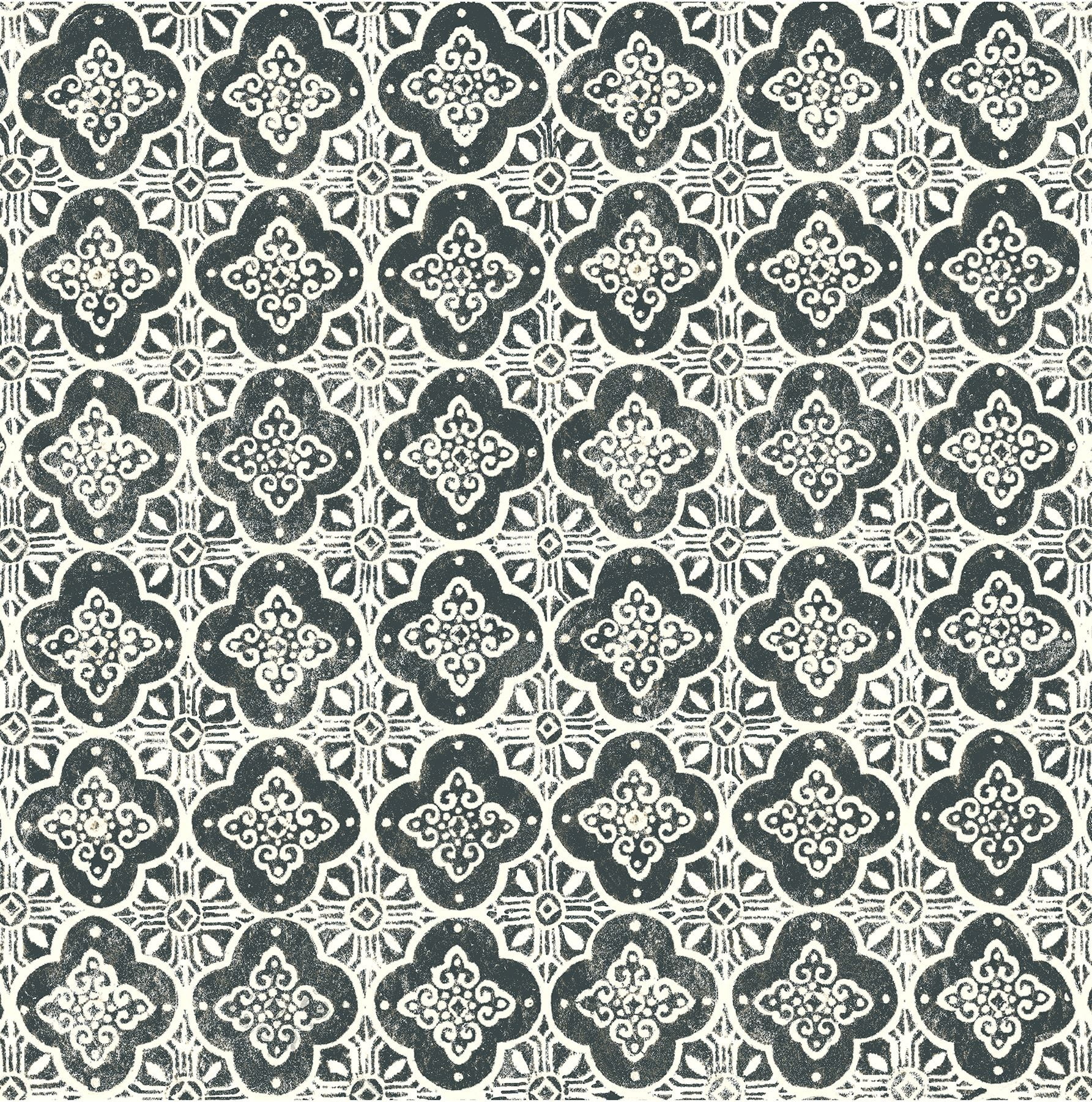 Brewster Seville Black Geometric Tile Unpasted Non Woven Wallpaper, 20. ...