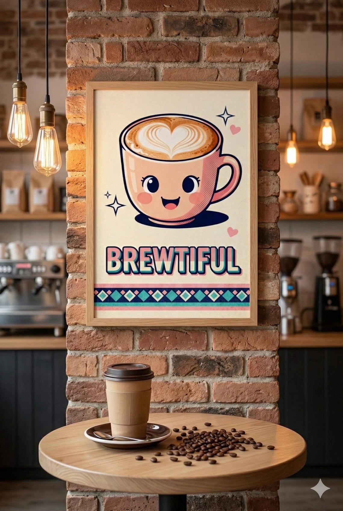 Brewtiful Coffee Retro Coffee Vintage Kitchen Poster Unframed Paper ...