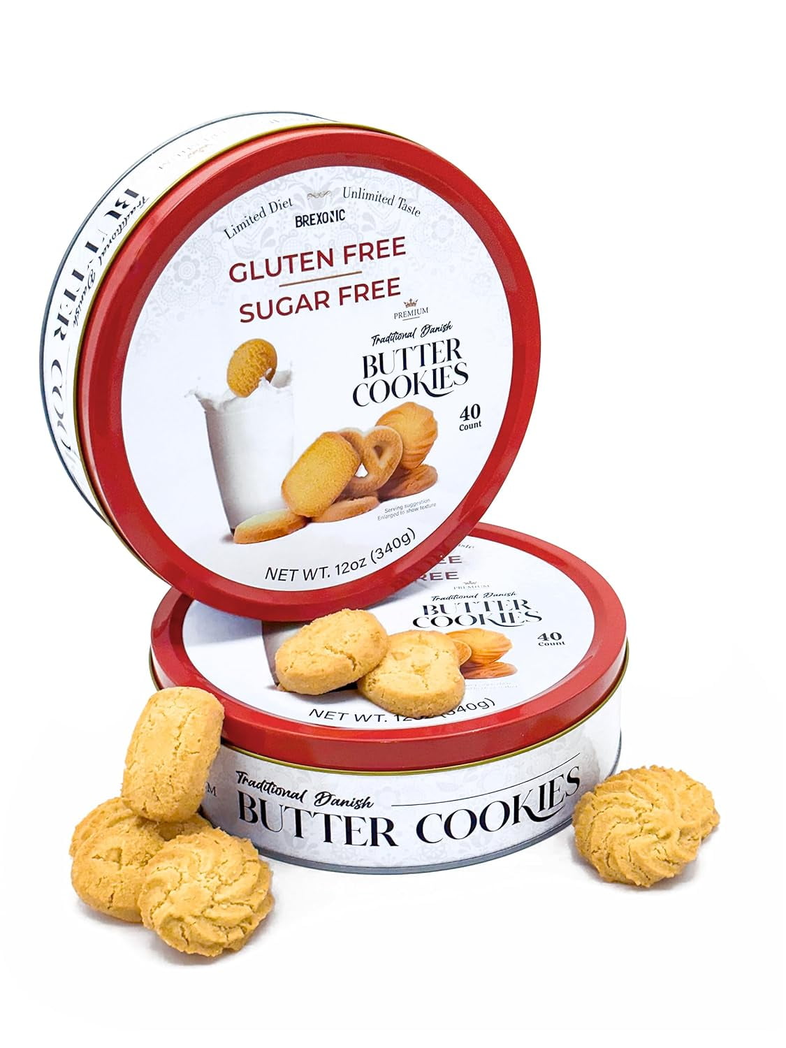 Brexonic Sugar Free Cookies Traditional Danish Butter Cookies Gluten ...