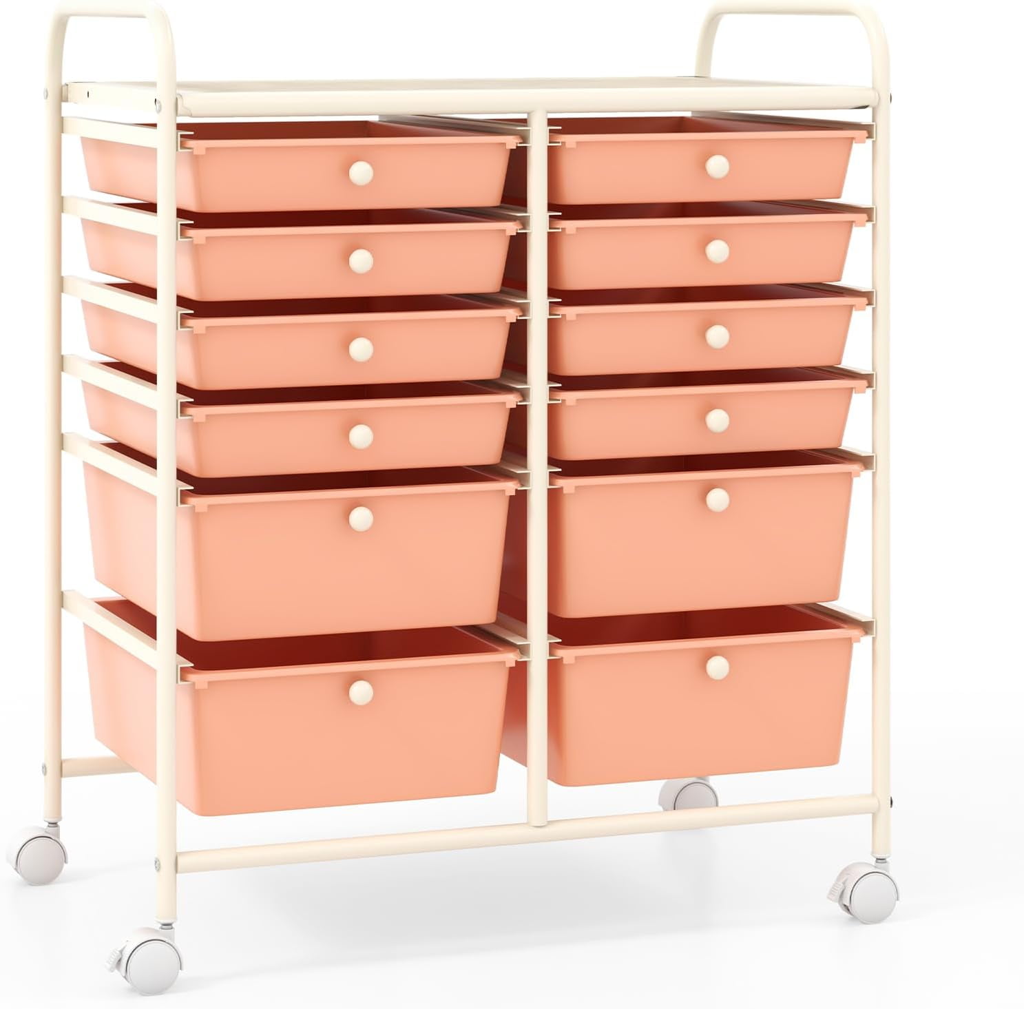 Brezey 12 Drawer Rolling Storage Cart, Utility Cart w/Wheels for Paper ...