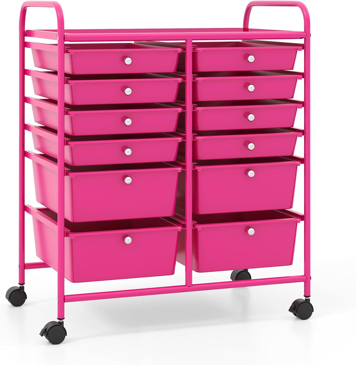 Brezey 12 Drawer Rolling Storage Cart, Utility Cart w/Wheels for Paper ...