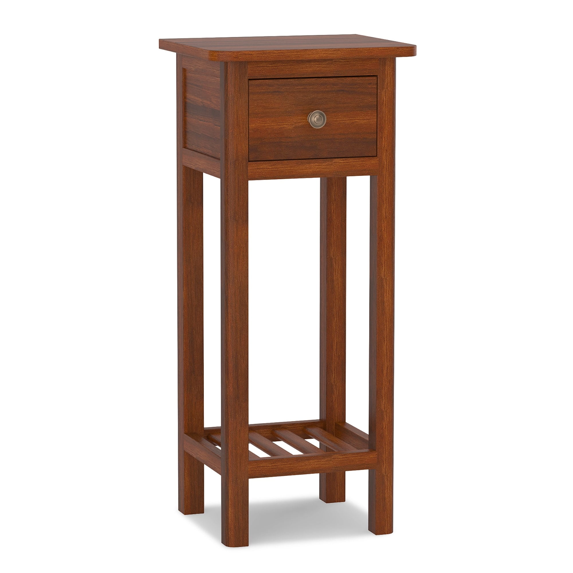 Brezey 2 Tier Narrow Side Table Wood Slim End Table Nightstand with ...