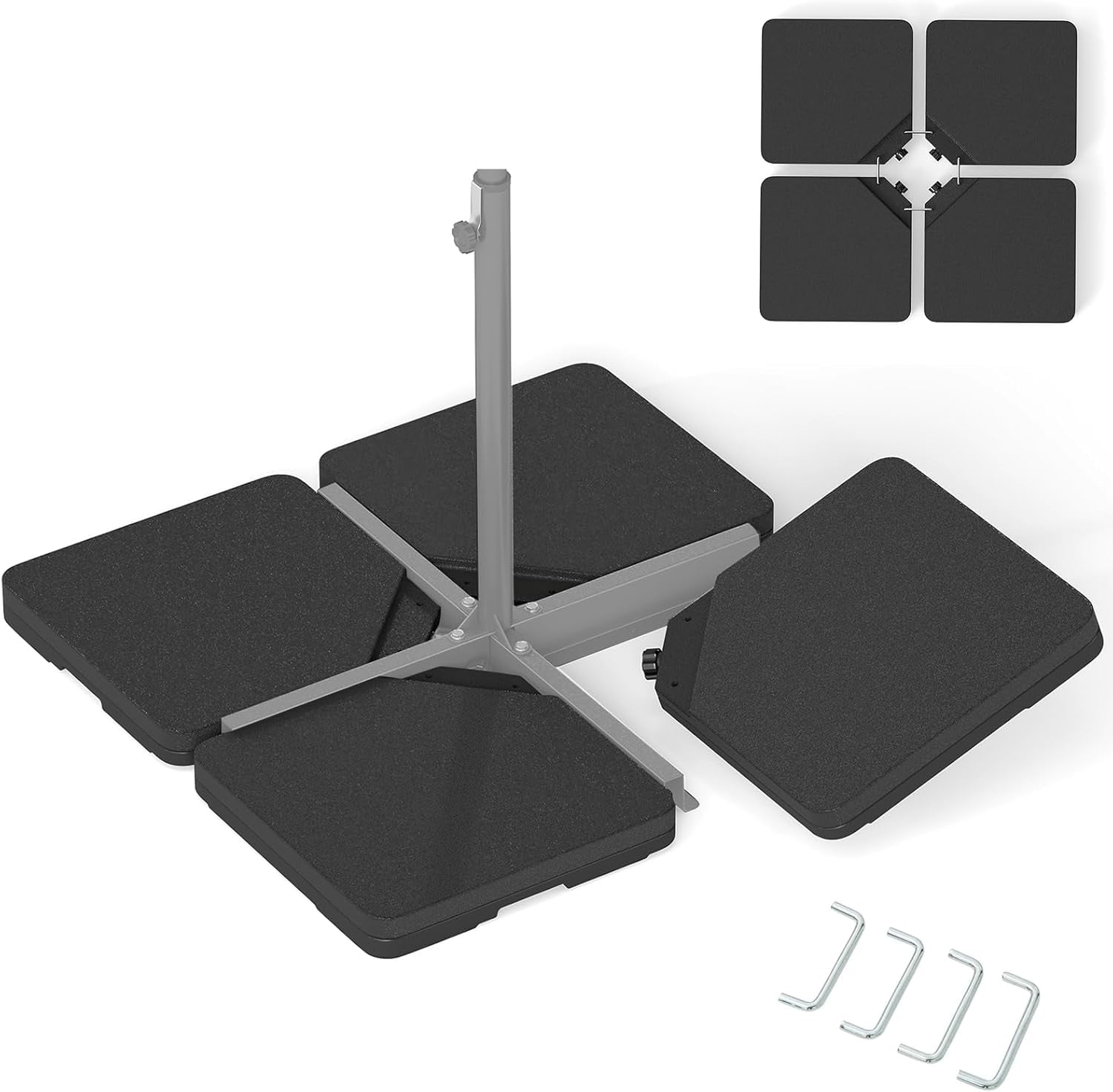 Brezey 225 lbs Fillable Patio Offset Umbrella Base, 4-Piece Cantilever ...