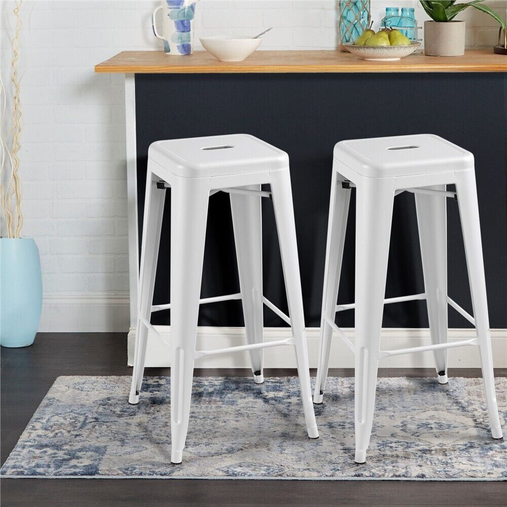 Brezey 30 Inches Metal Bar Stools Bar Height High Backless Stools ...