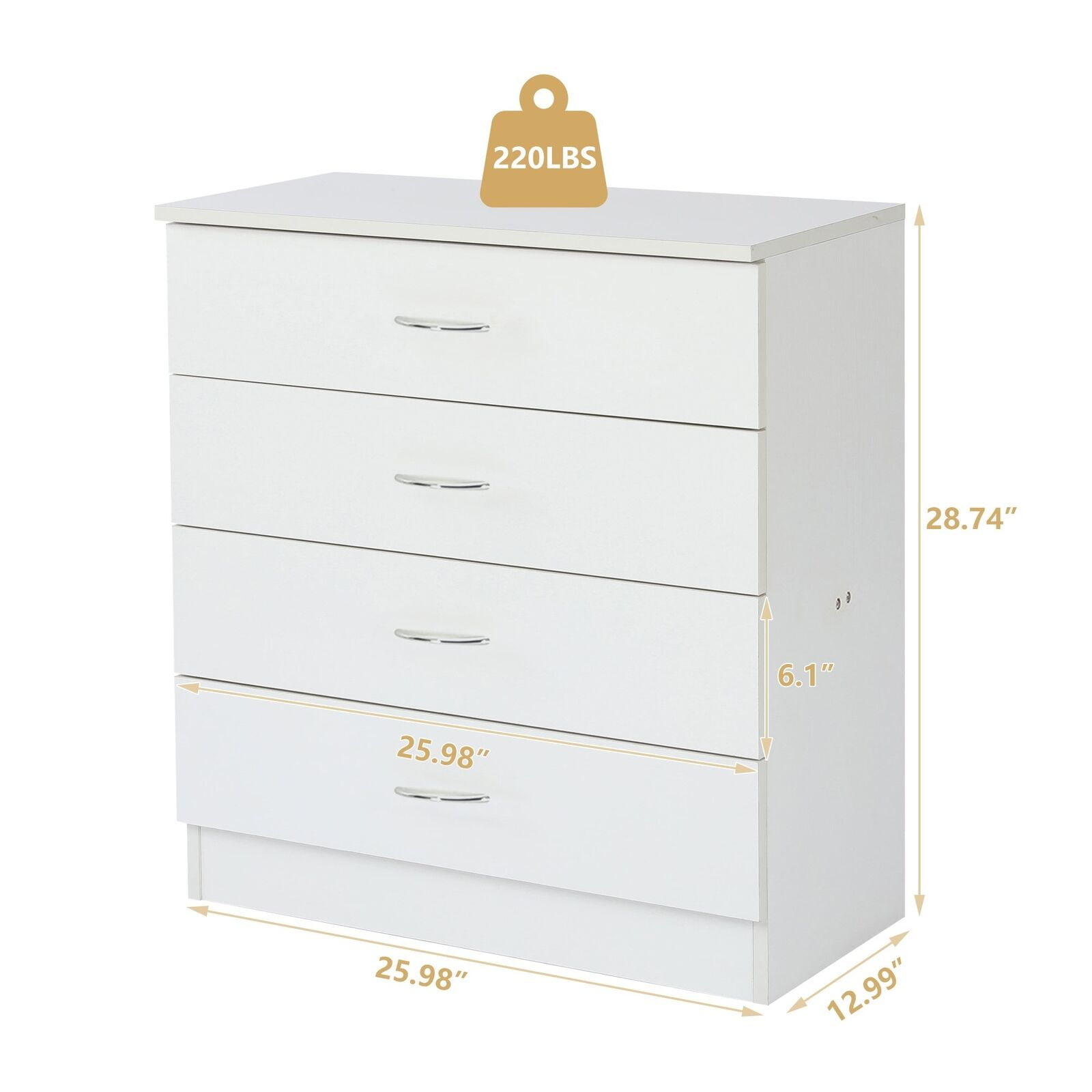 Brezey 4 Drawer Dresser for Bedroom, Small Chests of Drawers Modern ...