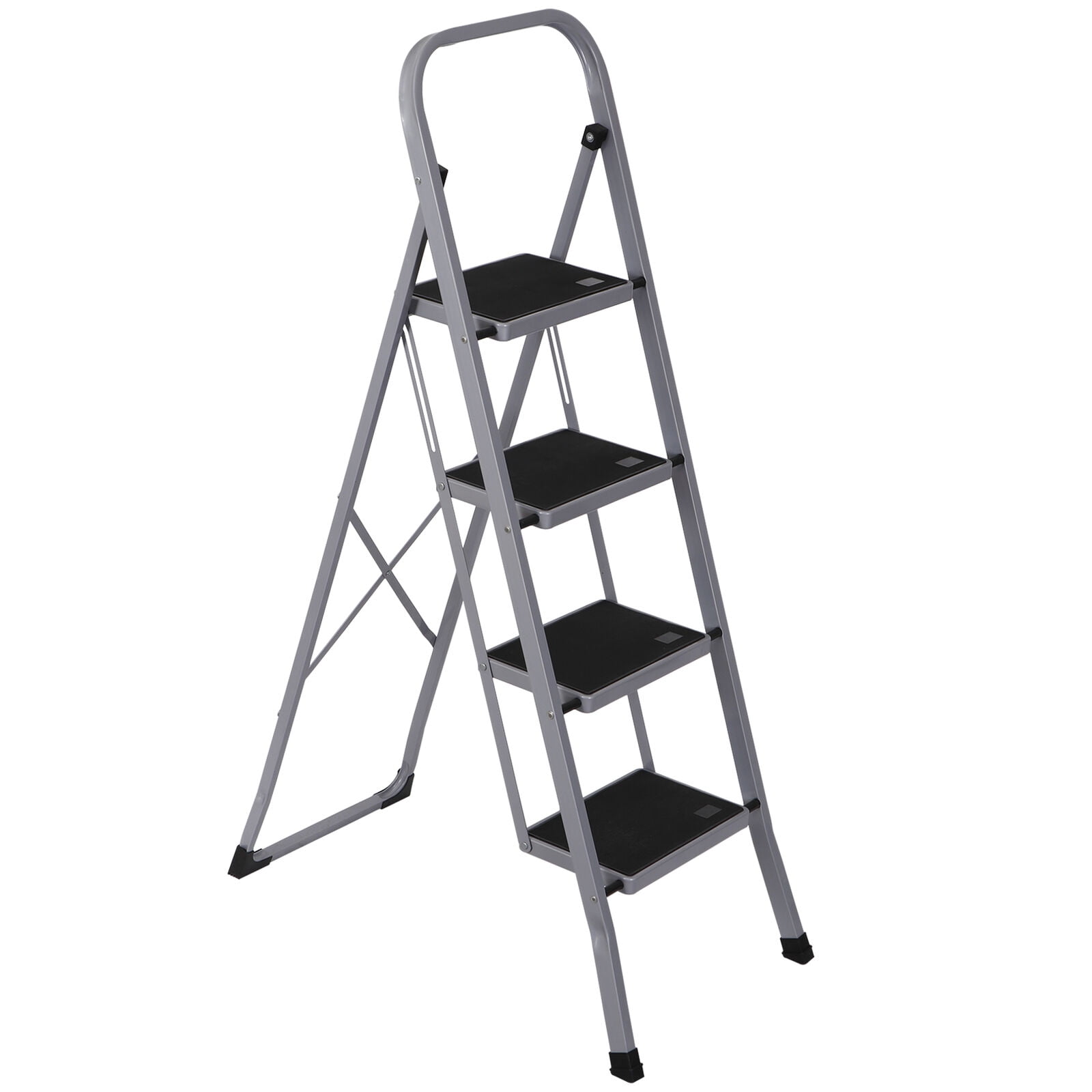 Brezey 4-Step Folding Step Ladder with Handgrip – Anti-Slip Sturdy Wide ...