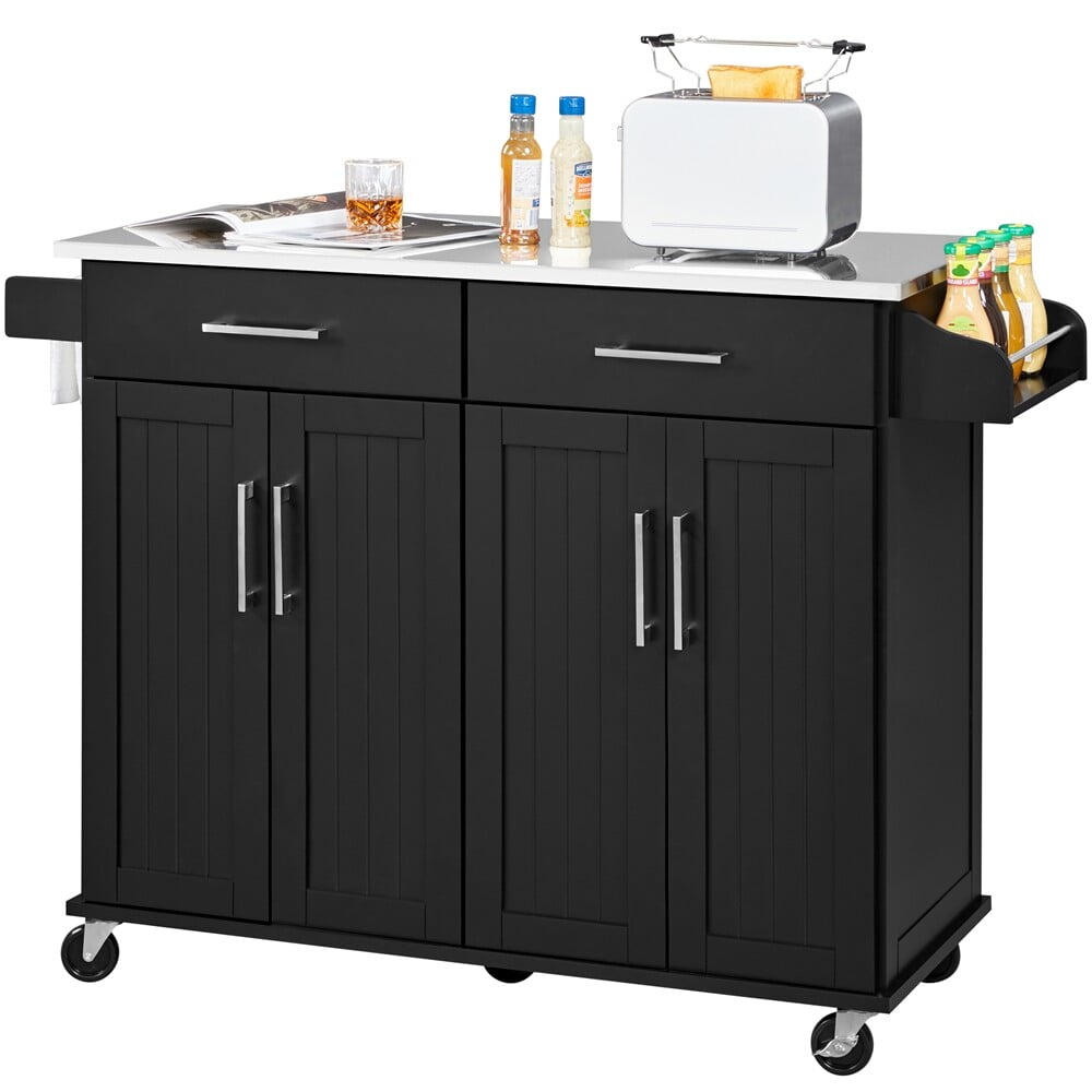 Brezey 42” L x 18” W x 36” H Mobile Kitchen Island - Premium Stainless ...