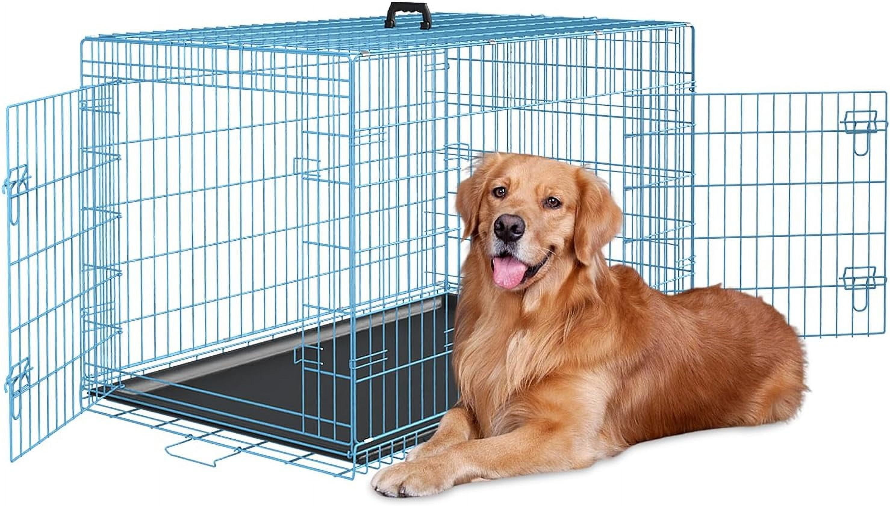 Brezey 48 Inch Pets Dog Crate Double Door Folding Metal Dog Cage Dog ...
