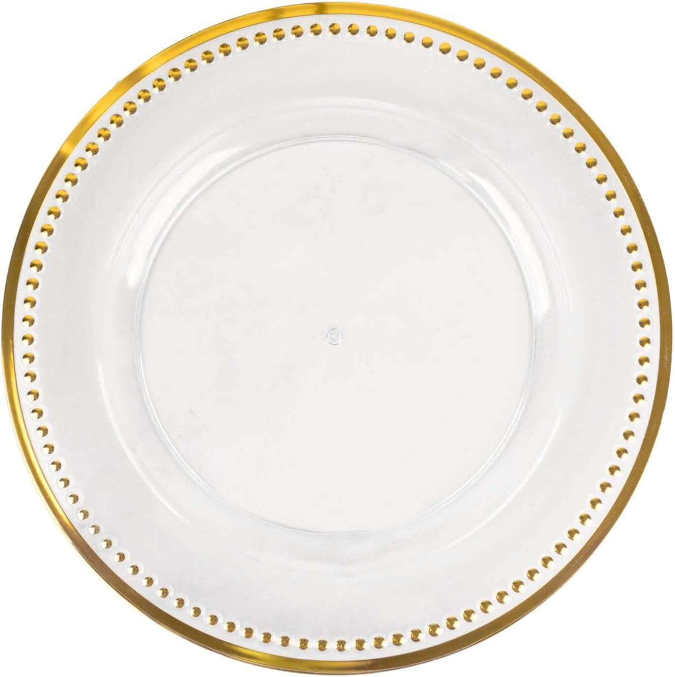Brezey 6 Pack 13" Beaded Gold Clear Acrylic Charger Plate, Plastic ...