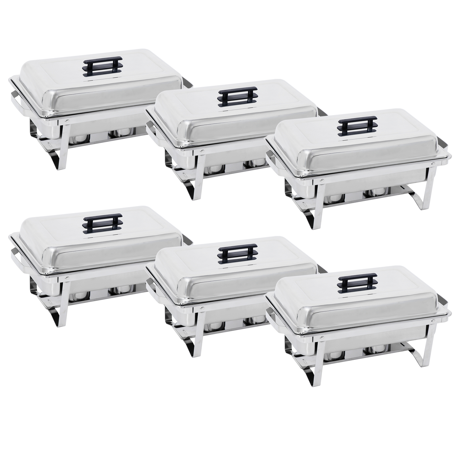 Brezey 6-Pack 8QT Stainless Steel Chafing Dish Complete Set with Built ...