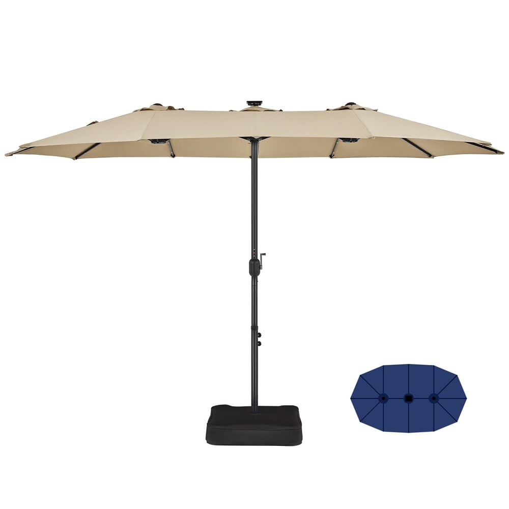 Brezey 8x13ftTwin Patio Parasol - Triple - size Outdoor Umbrella with ...