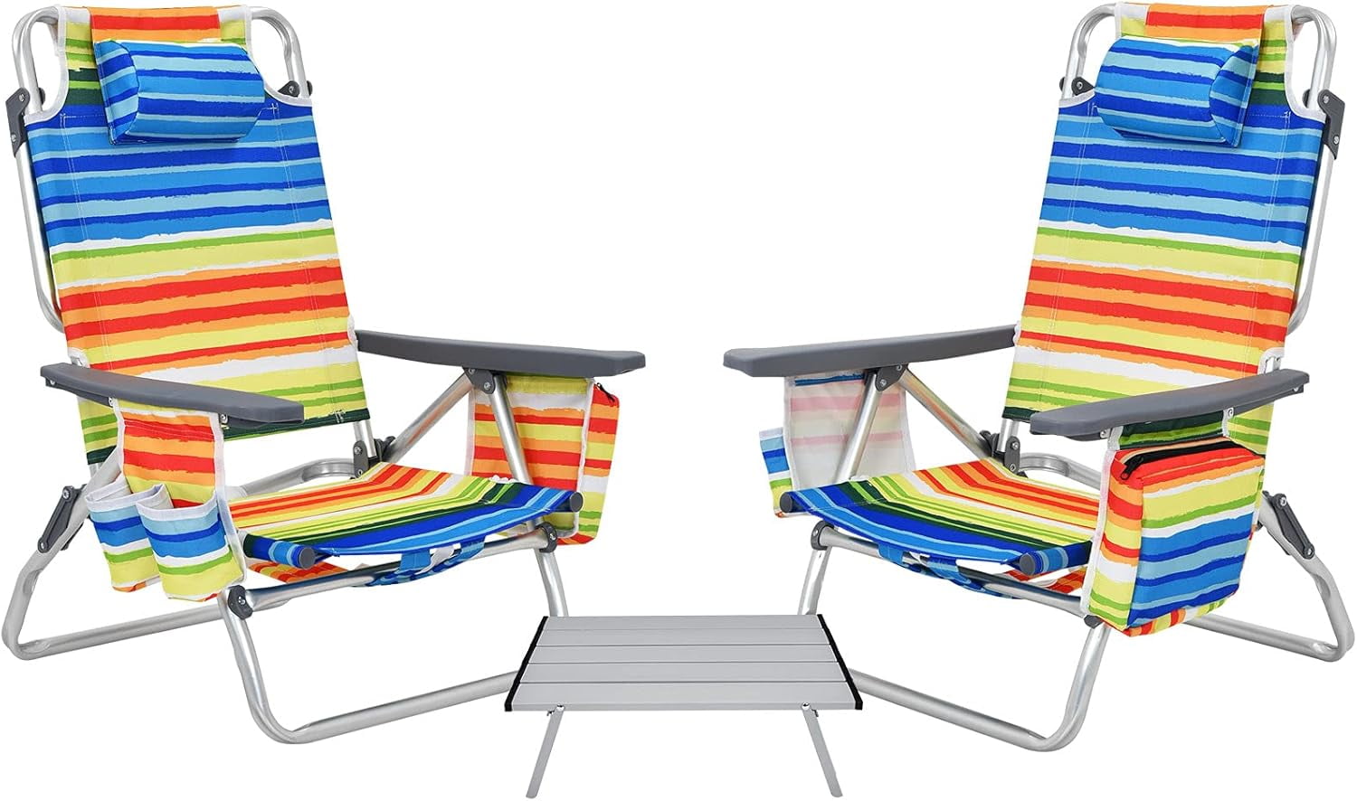 Brezey Beach Chairs, 2-Pack Backpack Camping Chair with Armrest, Cooler ...