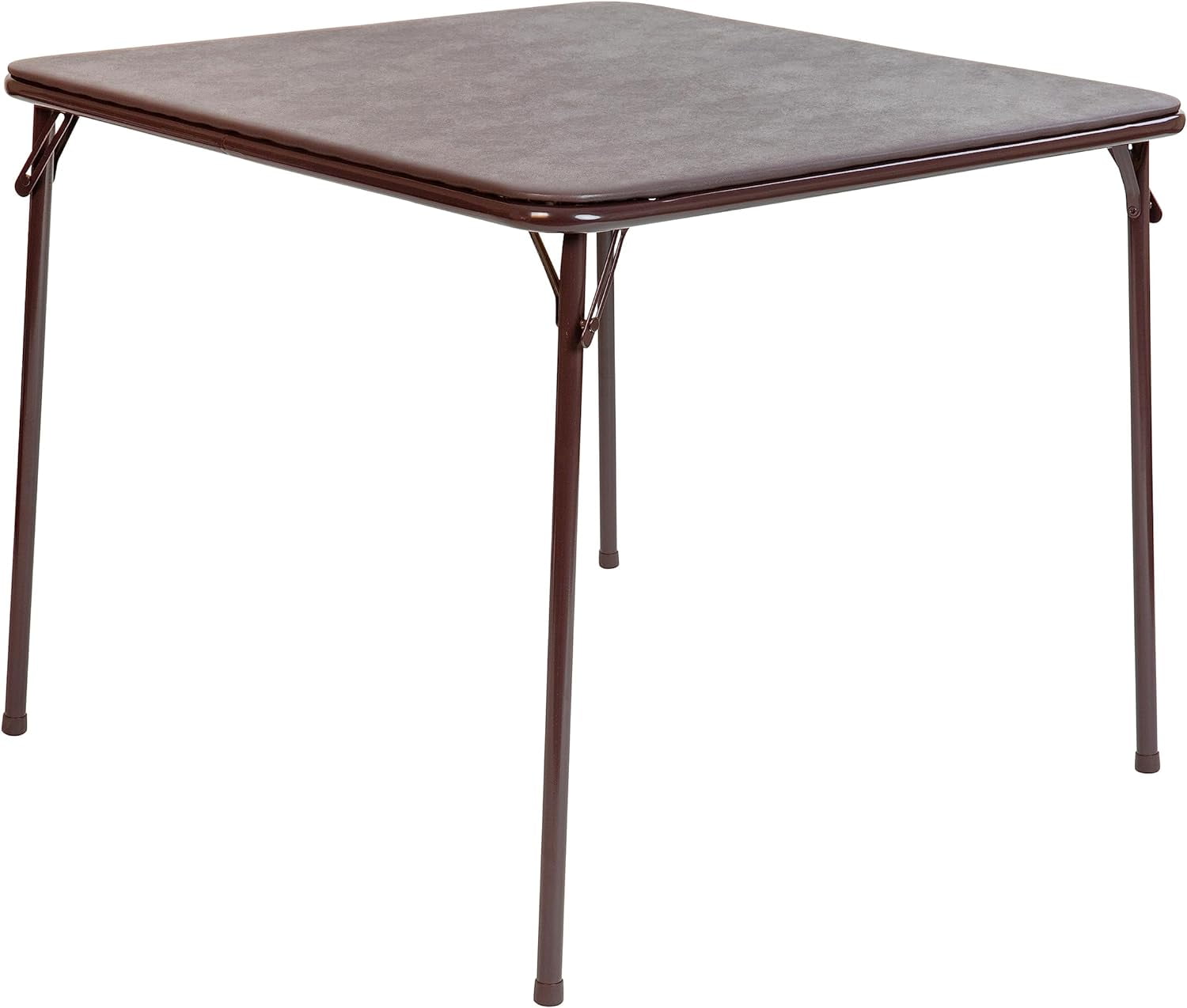 Brezey Brown Foldable Card Table with Vinyl Table Top - Game Table ...