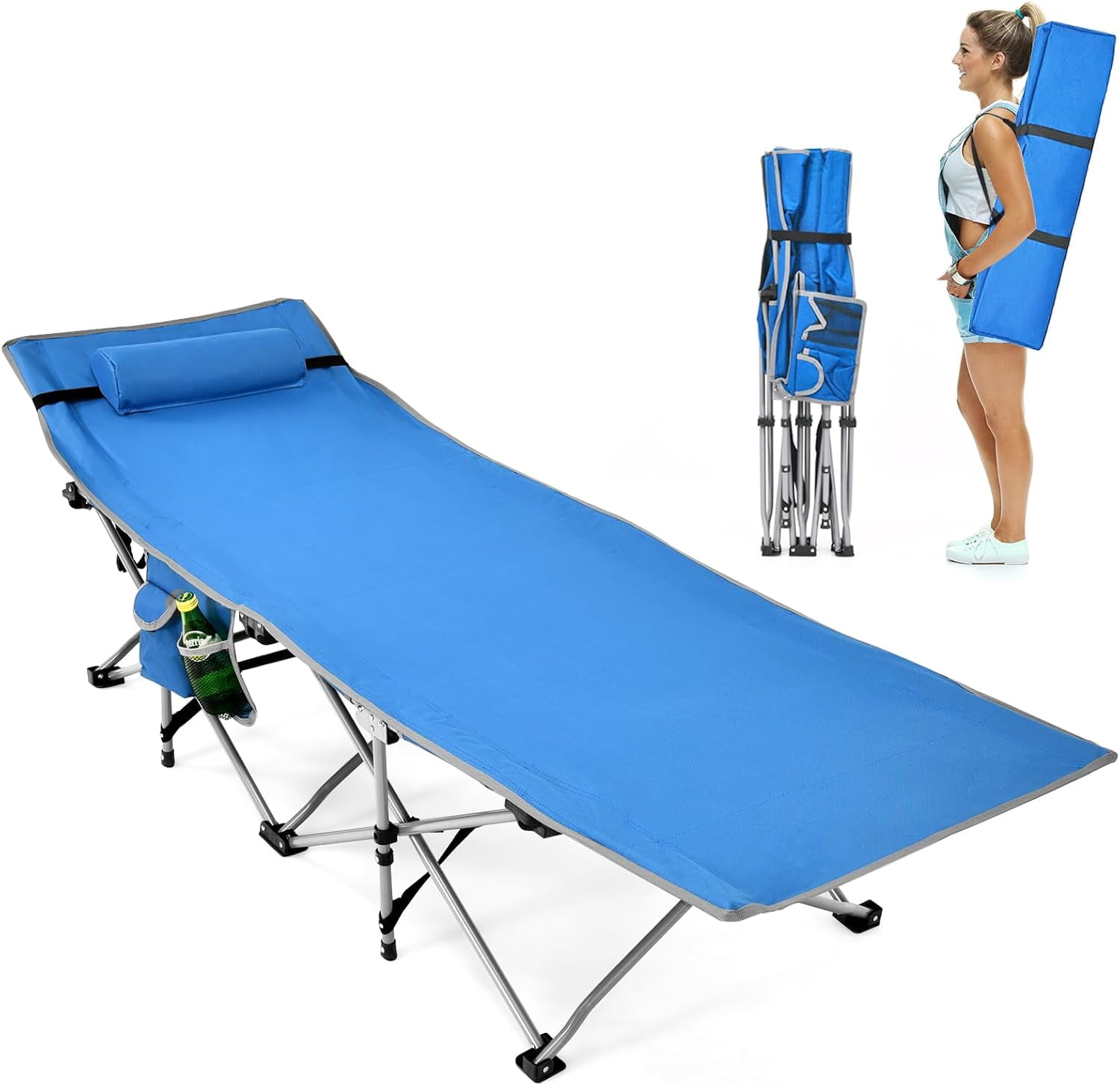 Brezey Camping Cot, Folding Portable Lightweight Sleeping Cot with ...