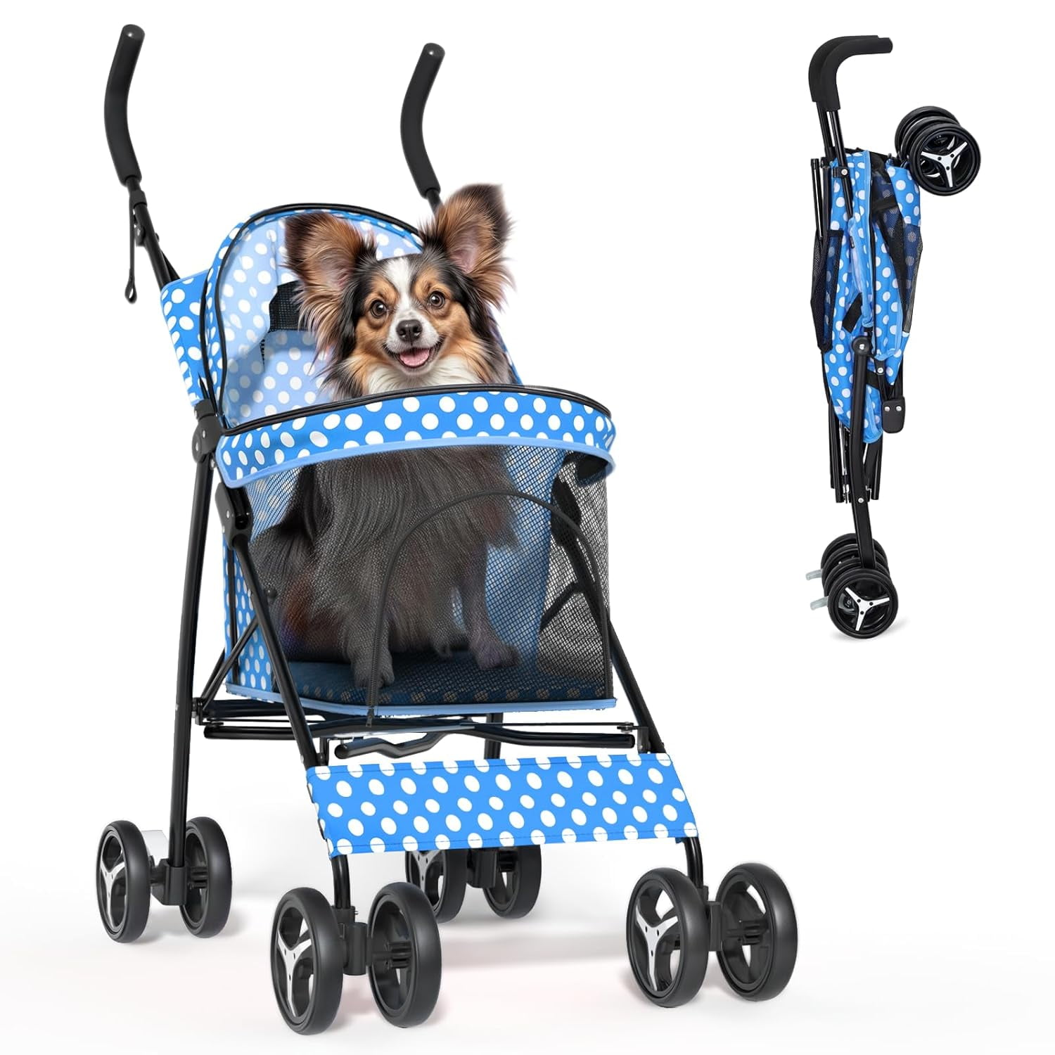 Brezey Compact Pet Stroller for Small-Medium Dogs/Cats up to 22lbs, 4 ...