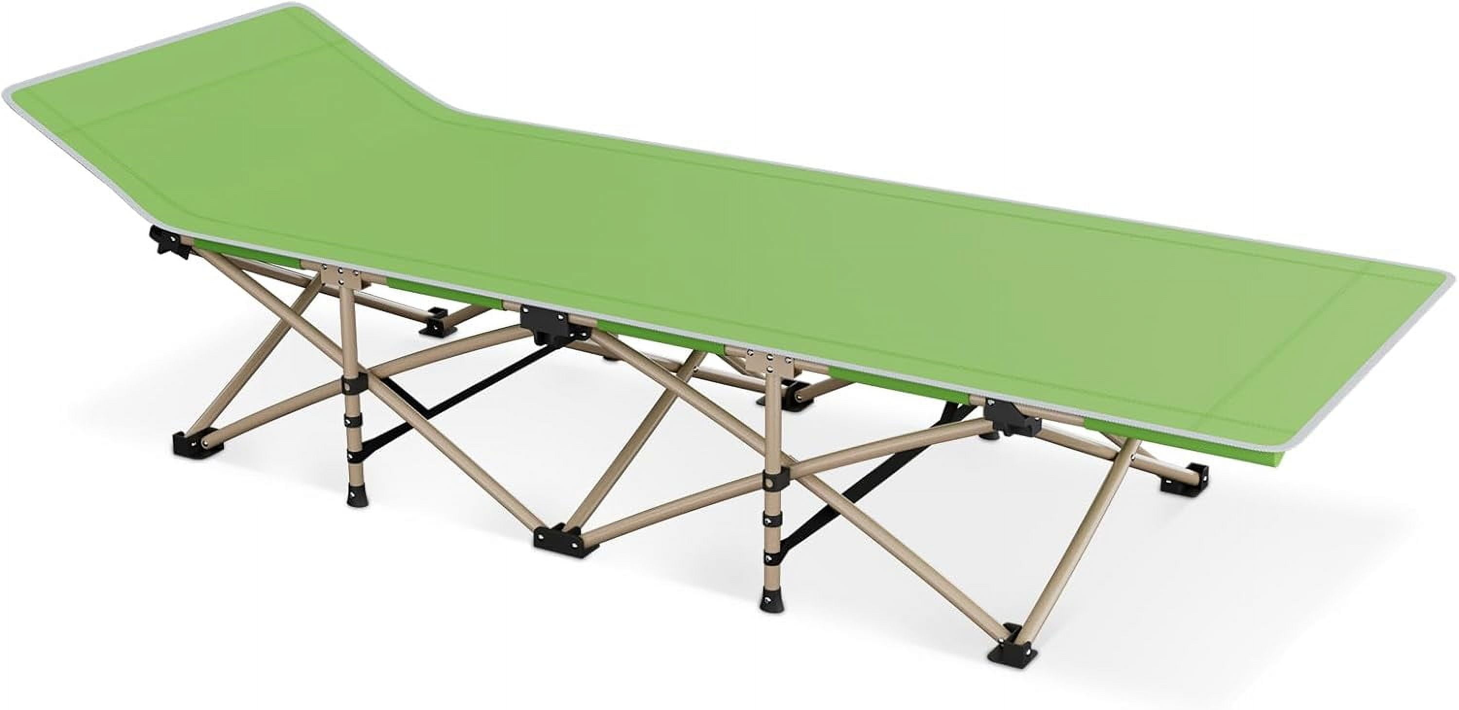 Brezey Cot for Adult Sleeping Camping Cot Bed with Side Pocket and Pillow, Heavy Duty Oxford ...