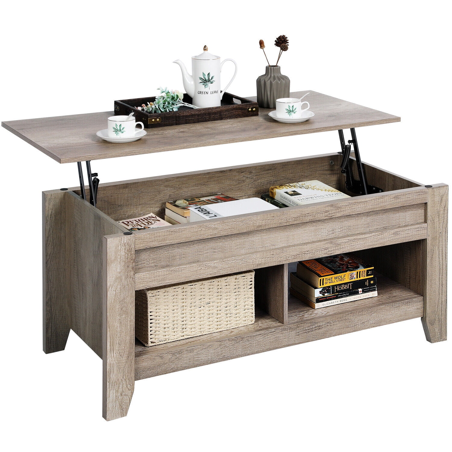 Brezey Lift - Top Coffee Table with Hidden Storage Compartment and Open ...