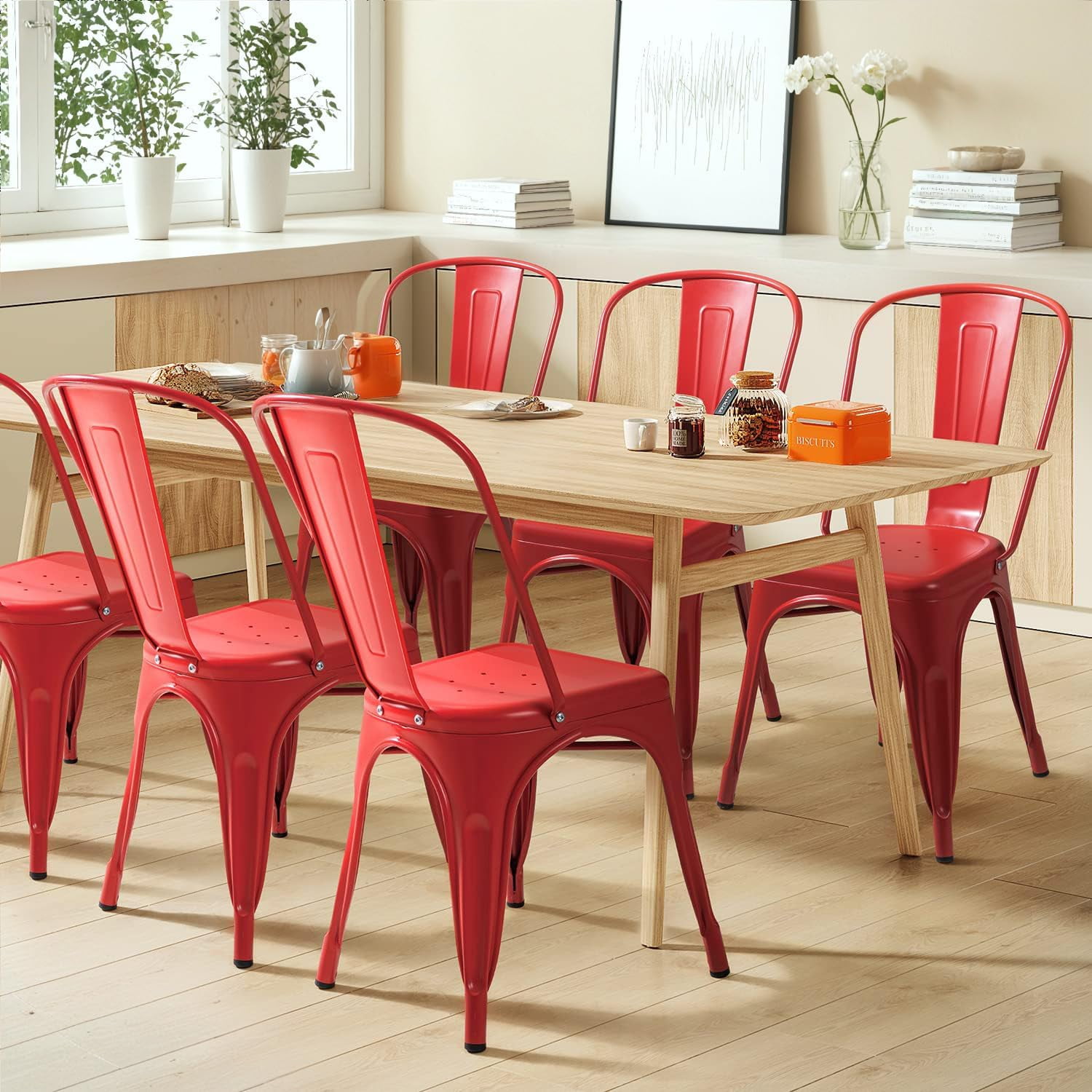 Brezey Metal Dining Chair Indoor-Outdoor Use Stackable Classic ...