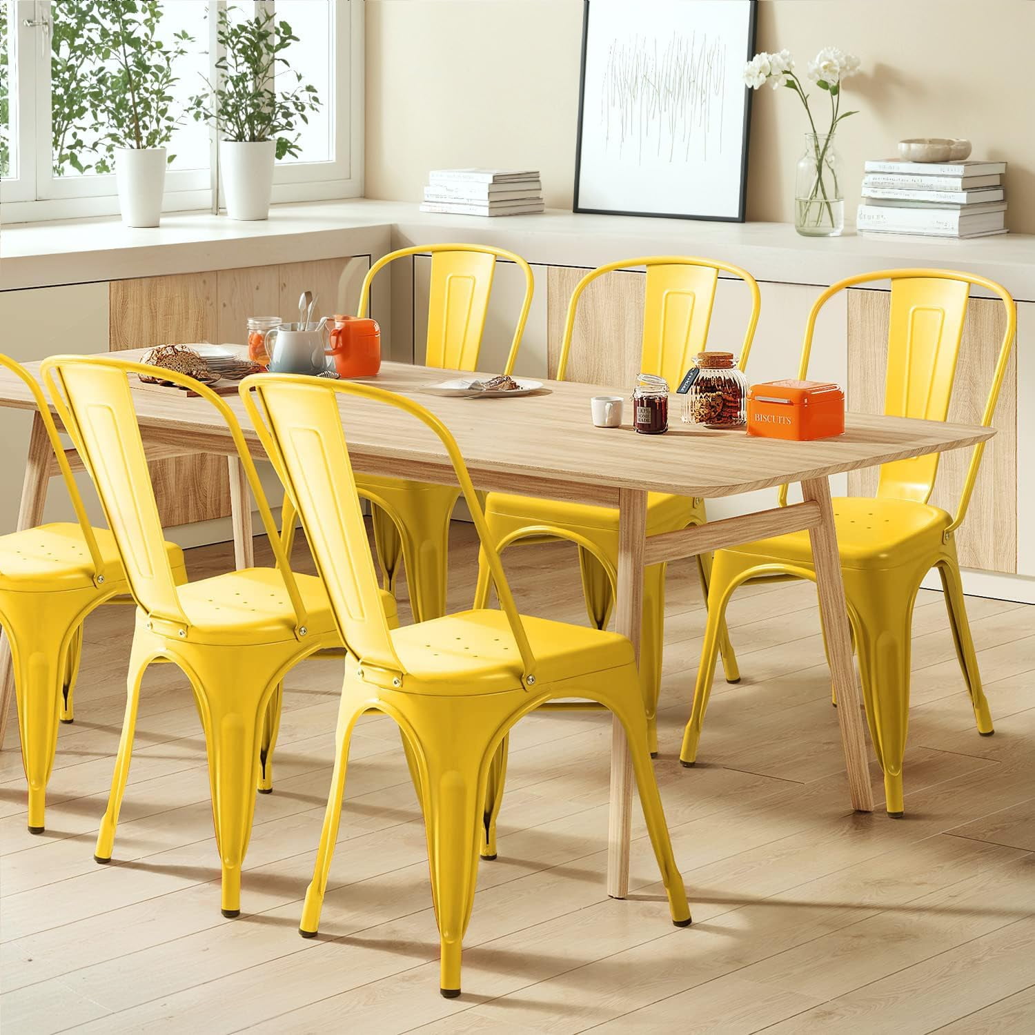 Brezey Metal Dining Chair Indoor-Outdoor Use Stackable Classic ...