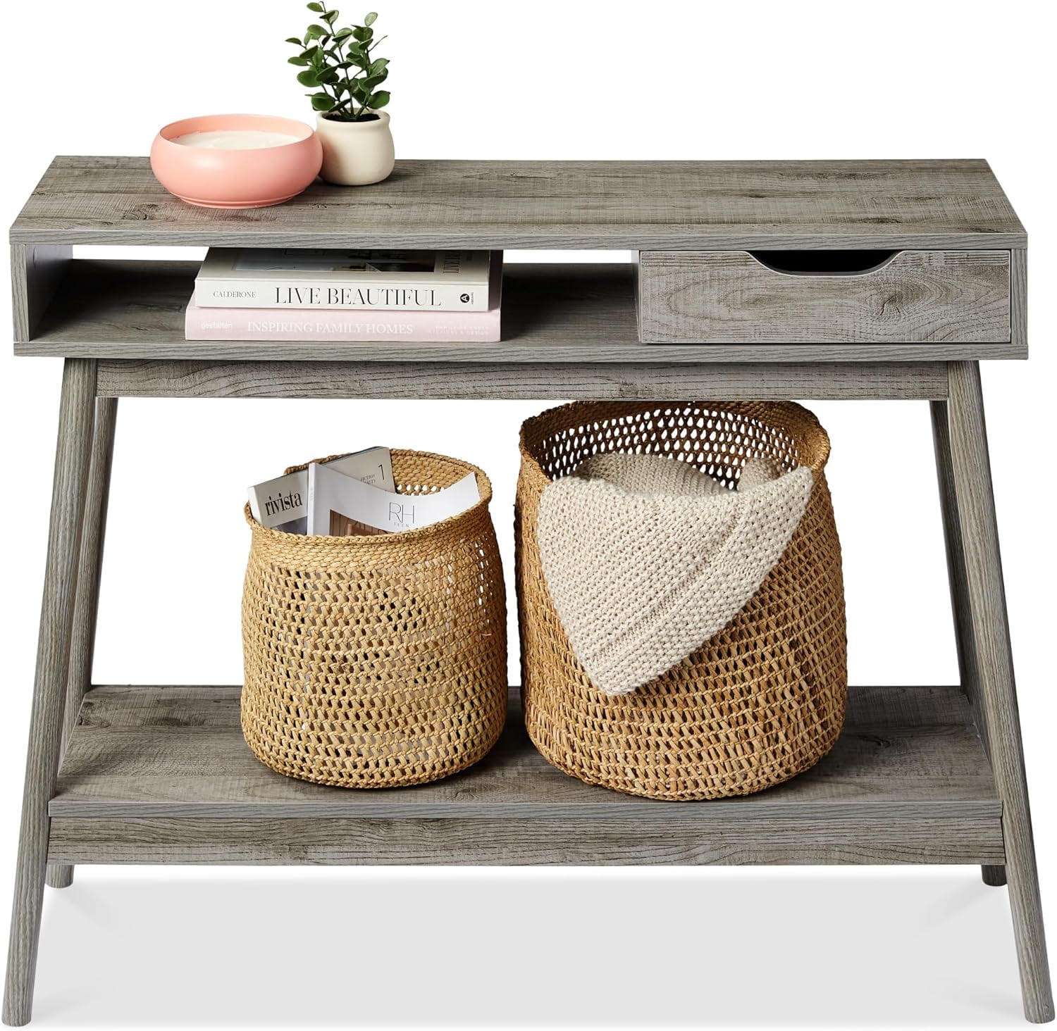 Brezey Mid-Century Modern Console Table, Sofa Table, Accent Furniture for Hallway, Living Room ...