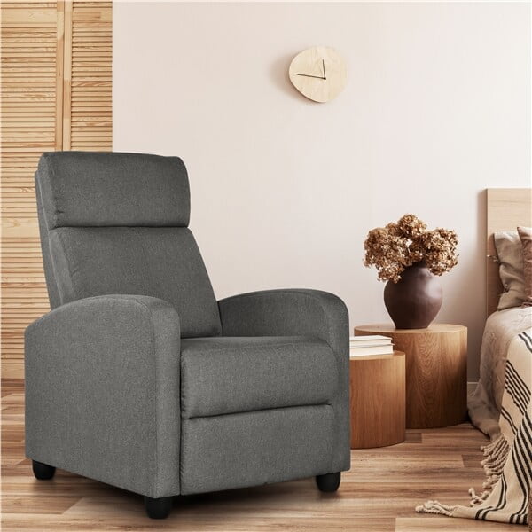 Brezey Modern Single Recliner Chair - Upholstered Sofa with Pocket ...