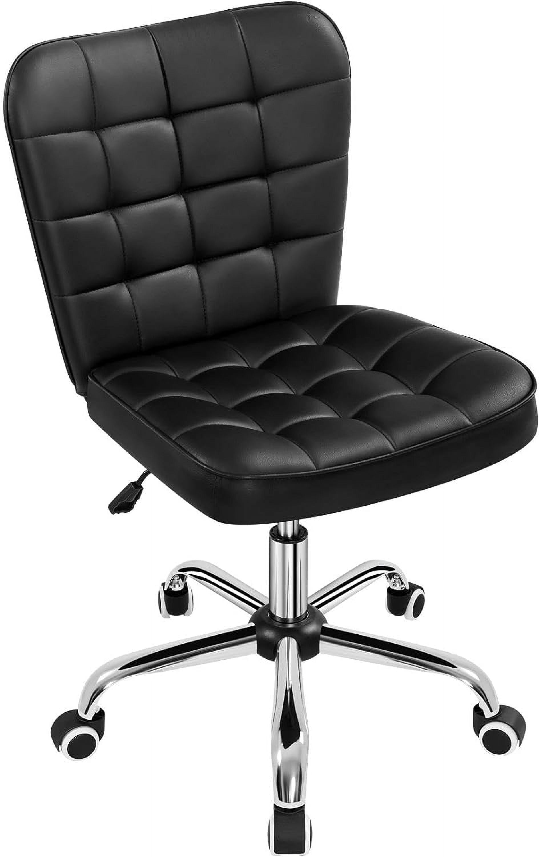 Brezey Modern Tufted Armless Desk Office Chair Faux Leather Upholstered ...