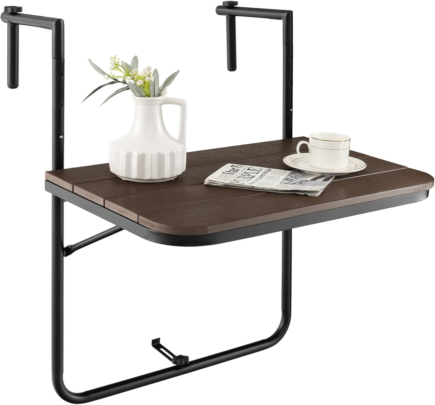 Brezey Outdoor Folding Hanging Table - Balcony Railing Table w/ 3-Level ...