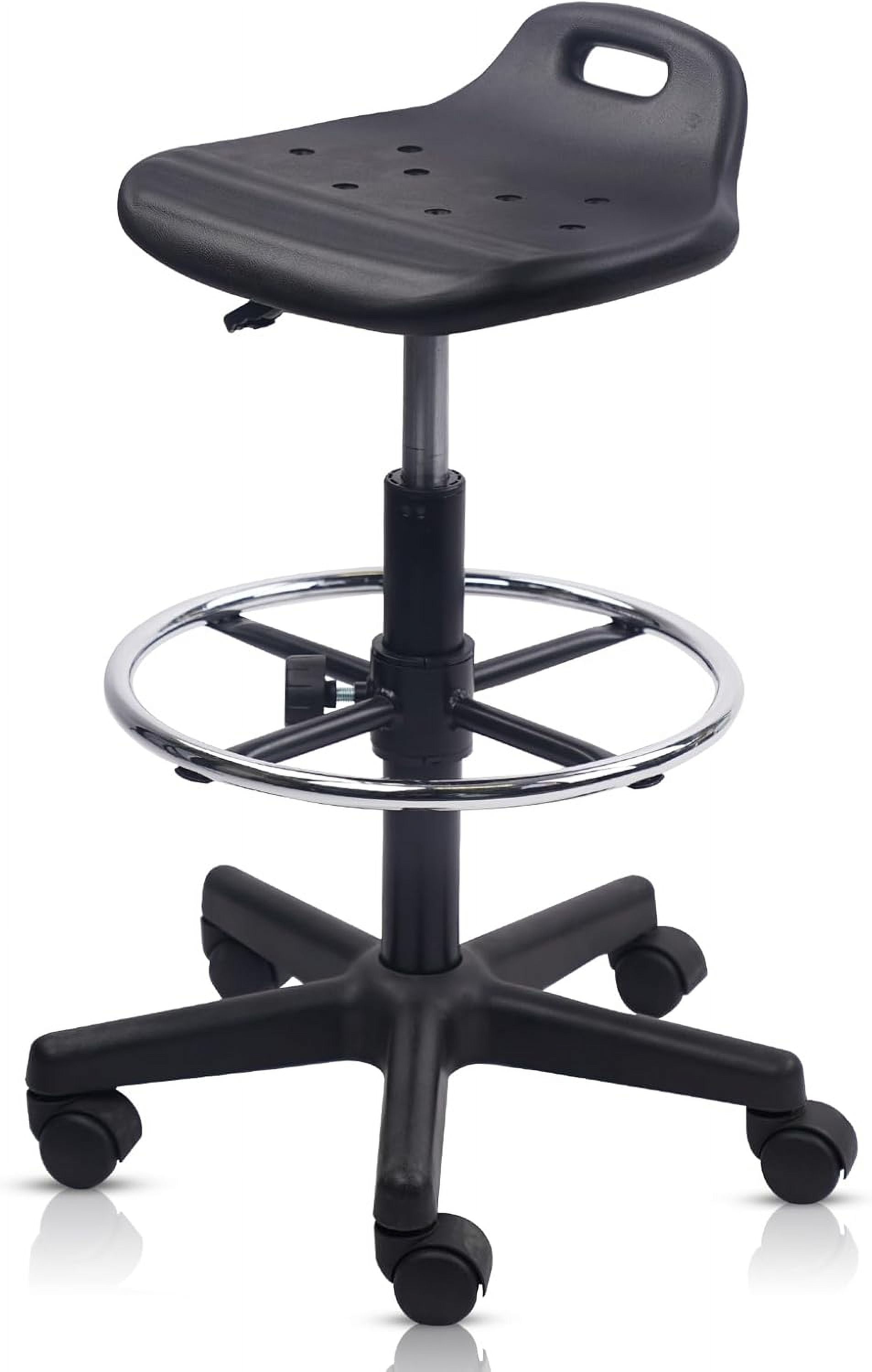 Brezey PU Leather Rolling Bar Stool with Wheels and Back, Tall Drafting ...