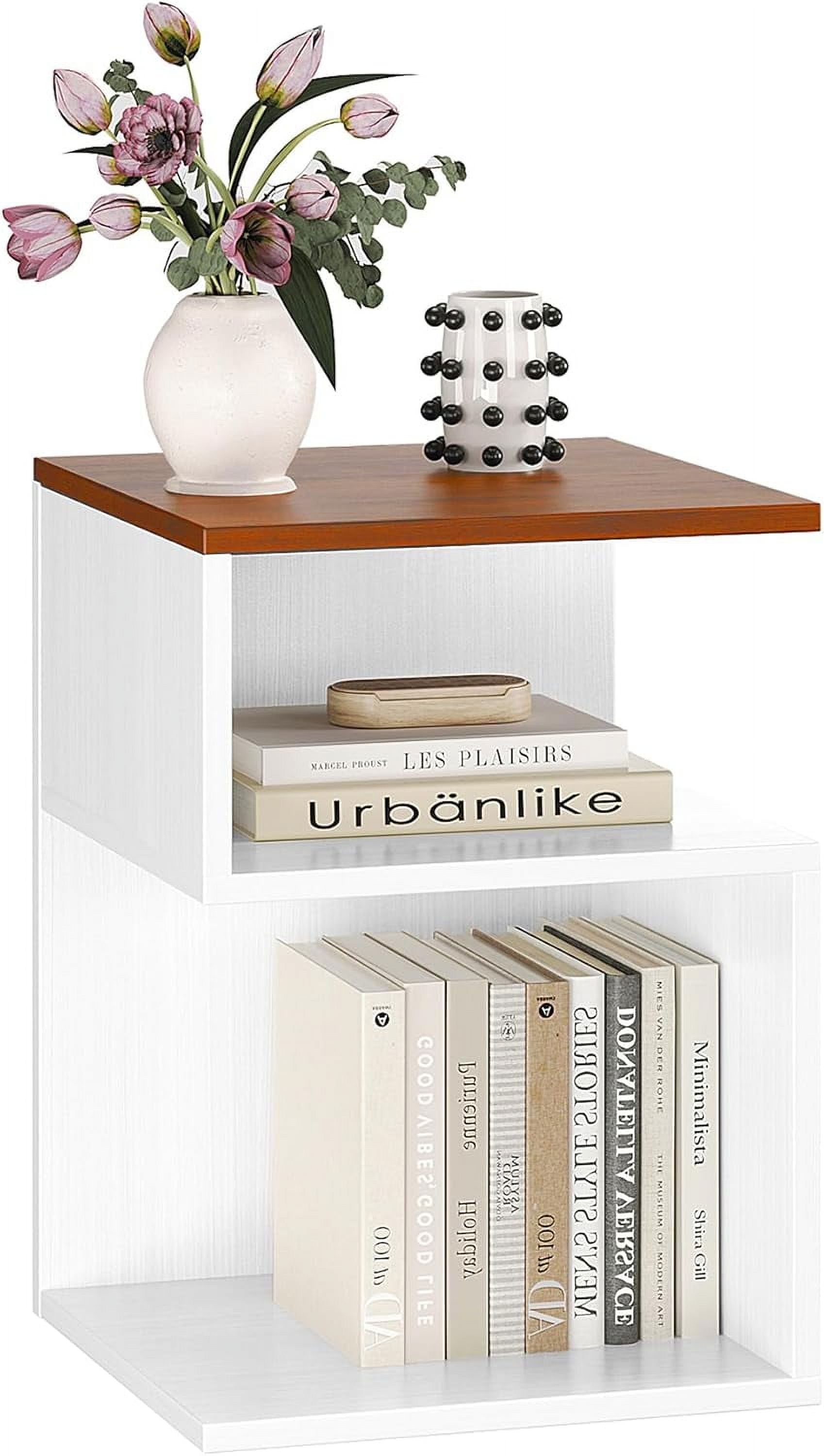 Brezey Tokyo S Minimalist 3 Tier End Table - Japanese-Inspired Bedside ...