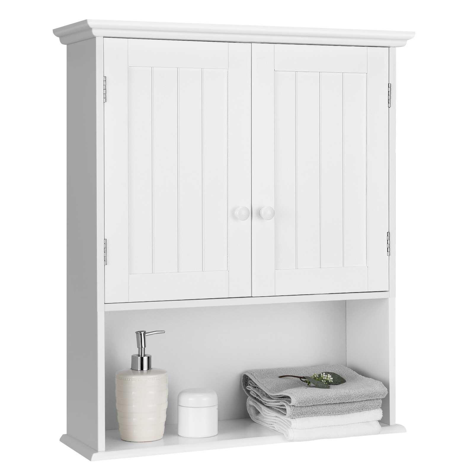 Brezey Wall-Mounted White Bathroom Medicine Cabinet - Storage Organizer ...