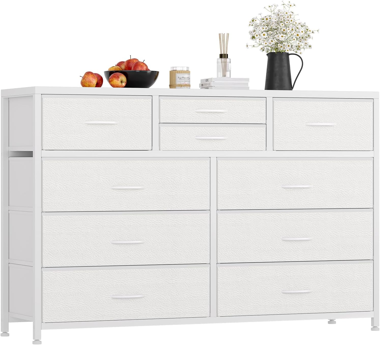 Brezey Wide 10 Drawer Dresser,TV Stand Entertainment Center Fabric ...