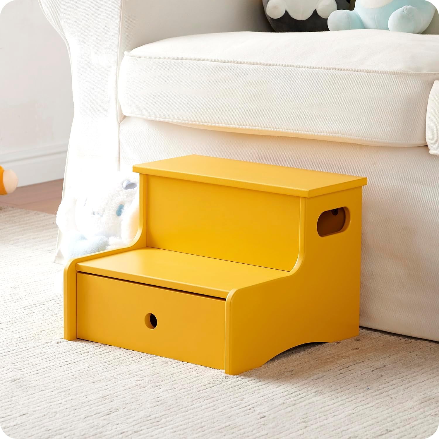 Brezey Wooden Toddler Step Stool for Kids with Storage for Bedroom ...