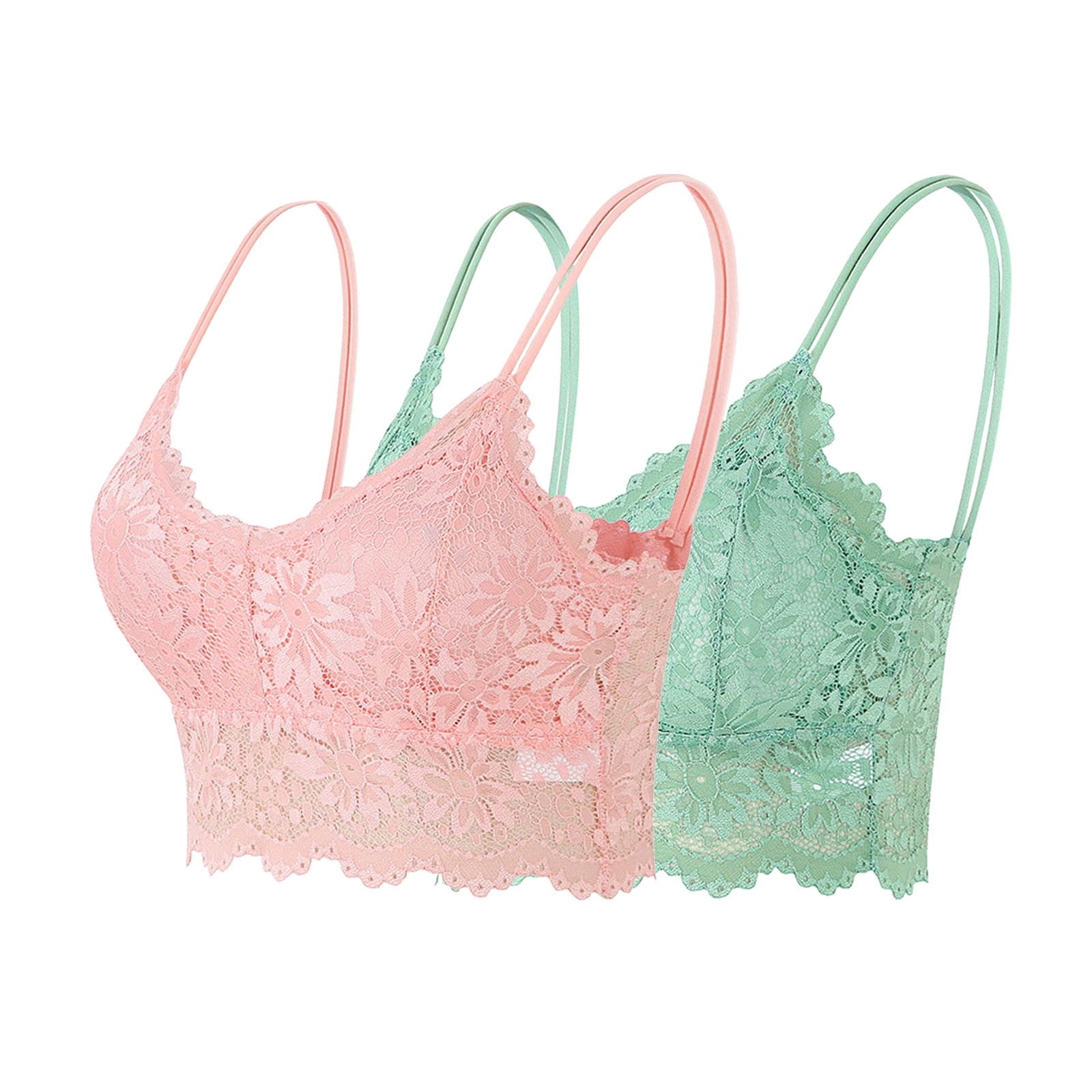 Brglopf 2/3/5 Pack Bralettes for Women Floral Lace Wireless Bra V Neck ...