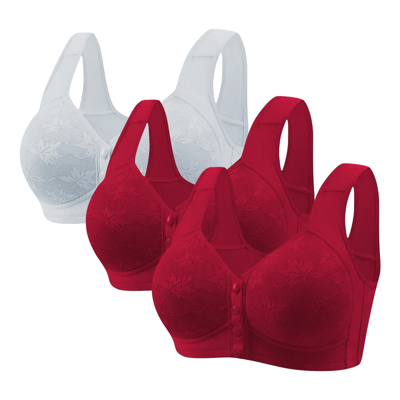 Brglopf 2/3 Pack Daisy Bras for Older Women No Underwire Front Closure ...