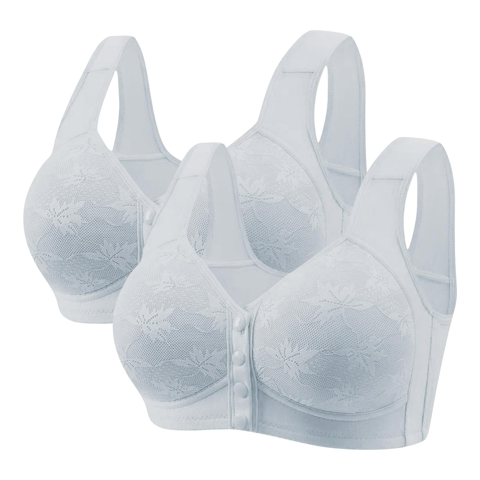 Brglopf 2/3 Pack Daisy Bras for Older Women No Underwire Front Closure ...