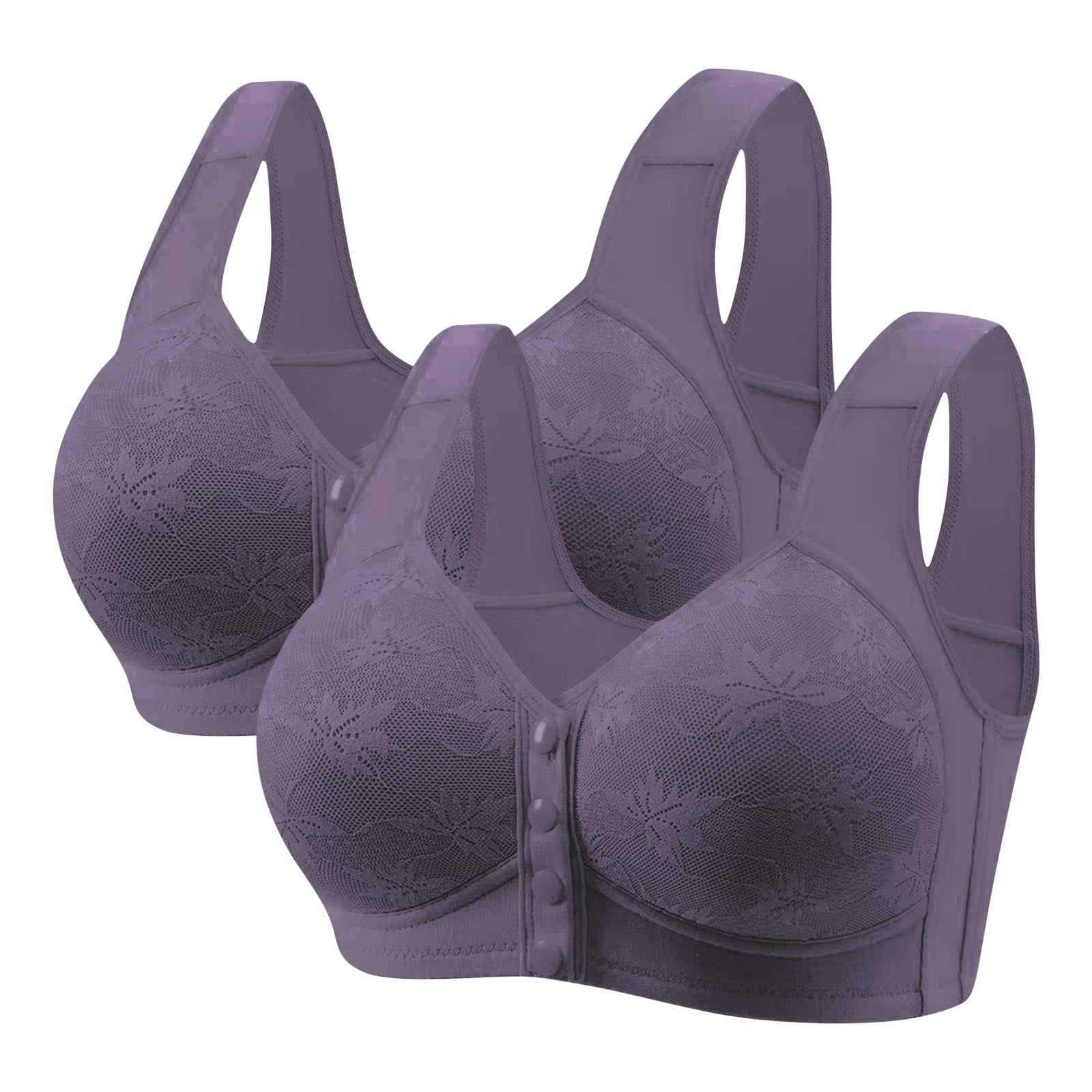 Brglopf 2/3 Pack Daisy Bras for Older Women No Underwire Front Closure ...
